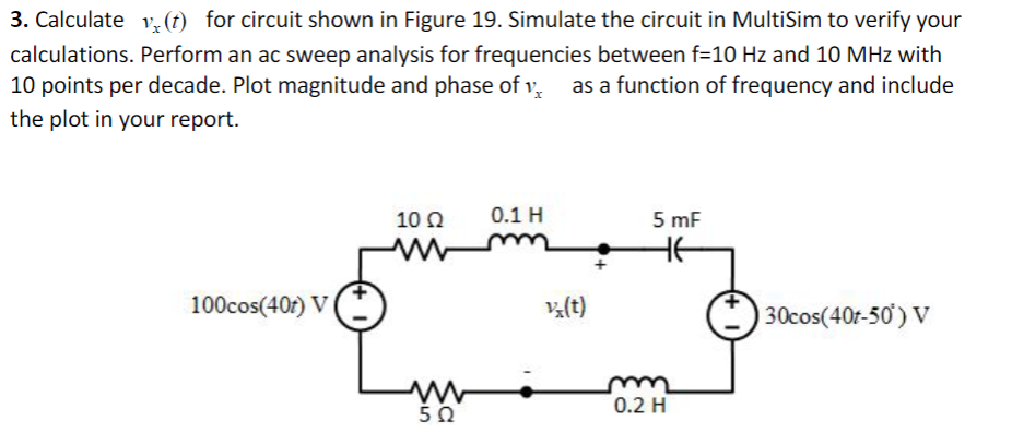 Solved 3. Calculate vx(t) for circuit shown in Figure 19. | Chegg.com
