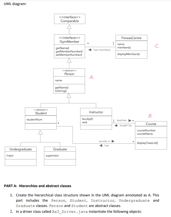UML diagram: Comparable GymMember getName | Chegg.com
