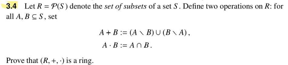 Solved 3.4 Let R=P(S) denote the set of subsets of a set S. | Chegg.com