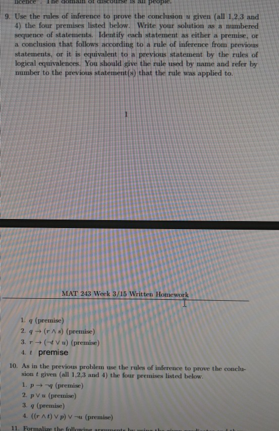 Solved se is all peopie. 9. Use the rules of inference to | Chegg.com