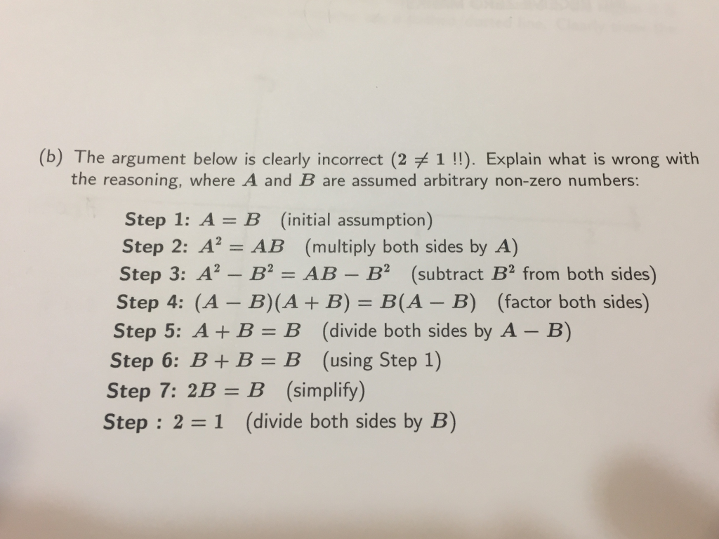 Solved (b) The argument below is clearly incorrect (2 1 !!). | Chegg.com