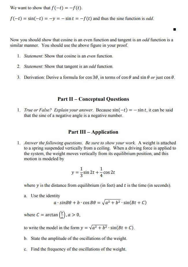 Solved Part I - Proofs and Formula Derivations Recall the | Chegg.com