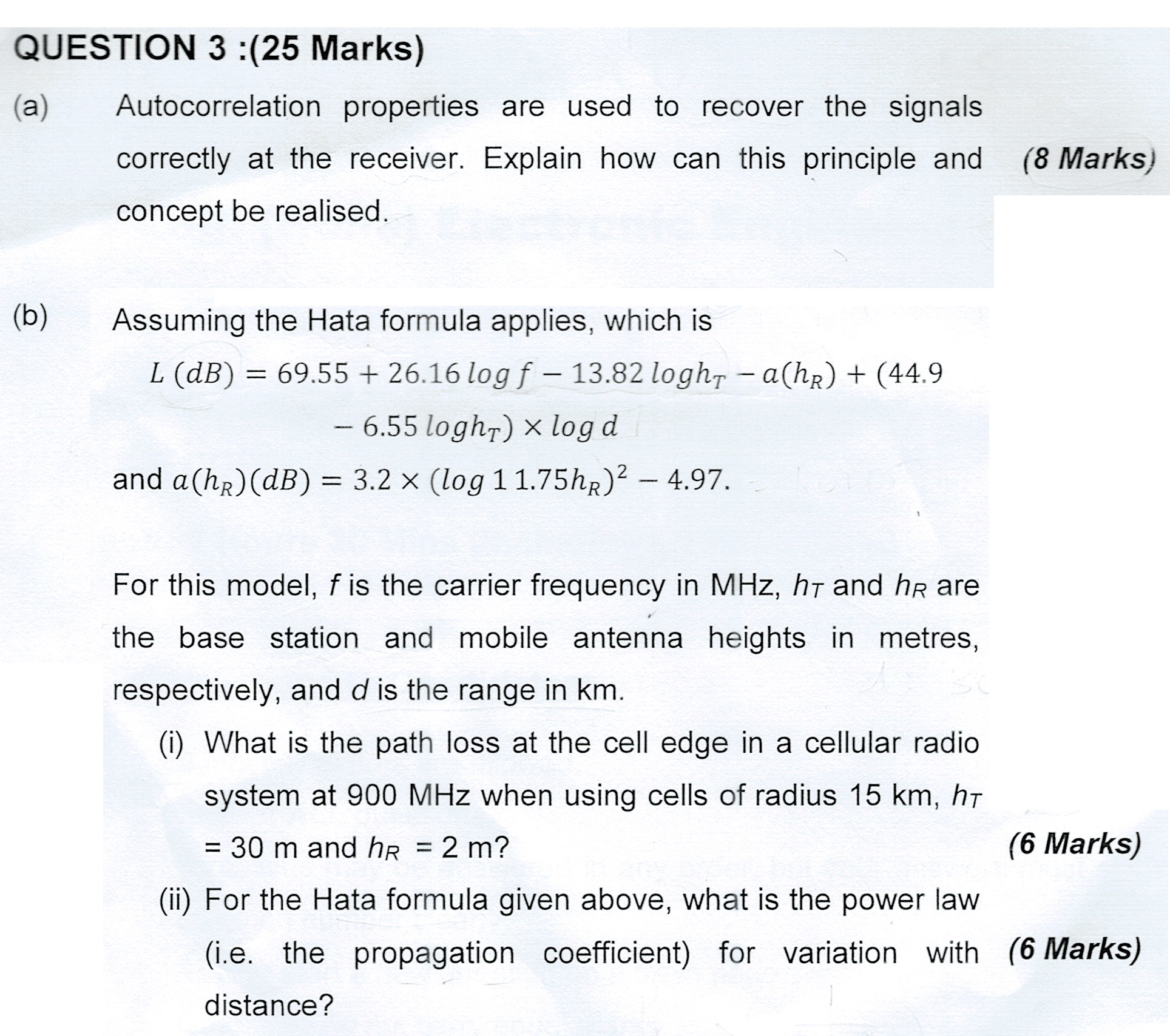 Solved QUESTION 3 :(25 Marks) (a) Autocorrelation properties | Chegg.com
