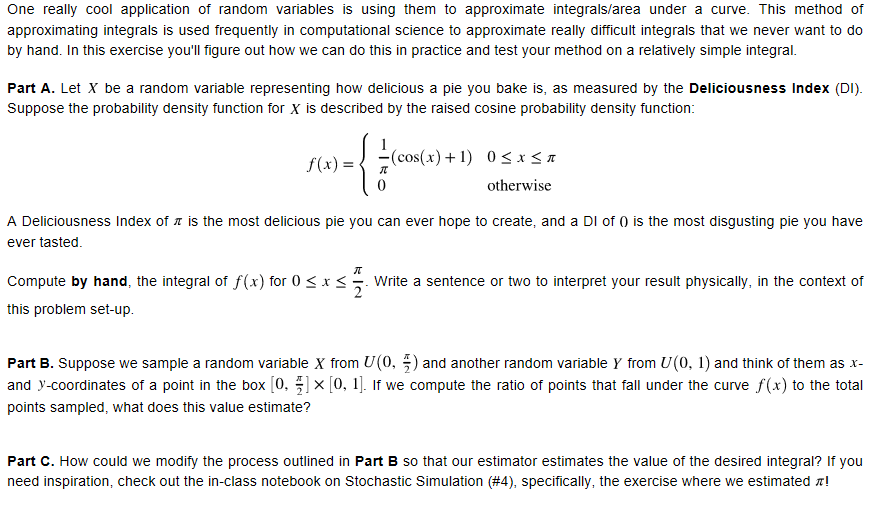 One really cool application of random variables is | Chegg.com