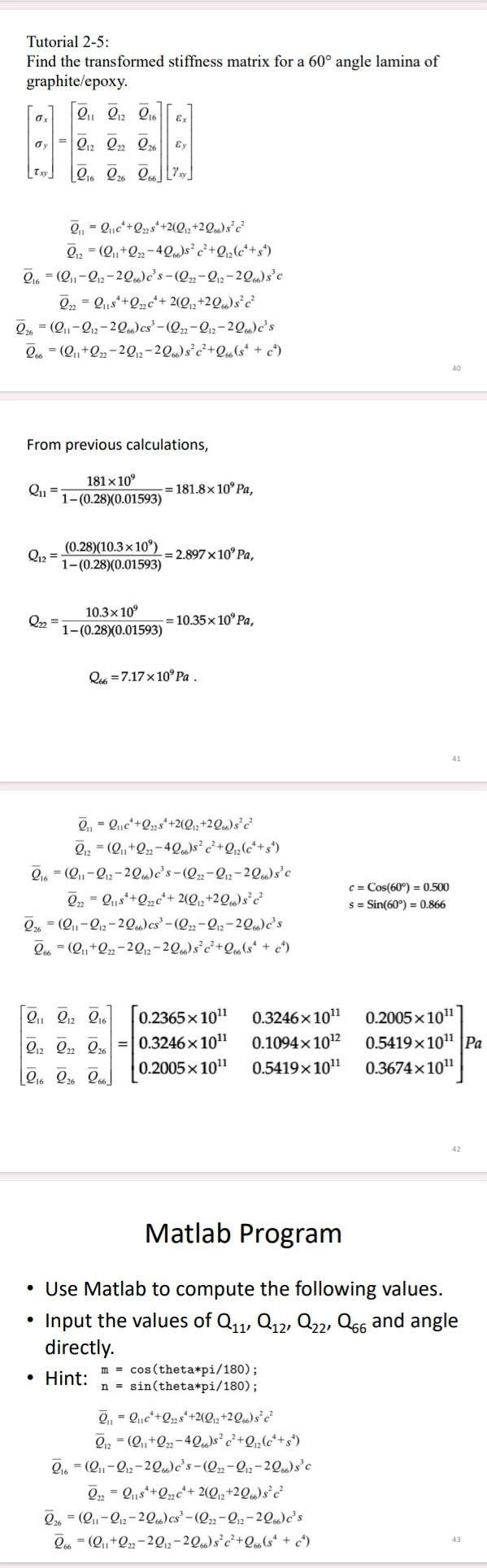 Tutorial 2-5: Find the transformed stiffness matrix | Chegg.com