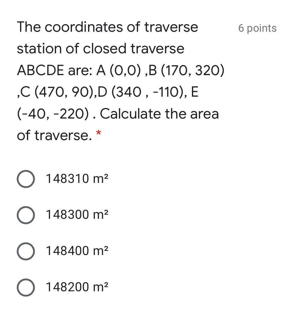 Solved The coordinates of traverse 6 points station of | Chegg.com