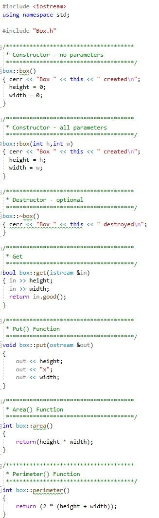 Solved 5. Add the equal() function definition to Box.cpp. It | Chegg.com