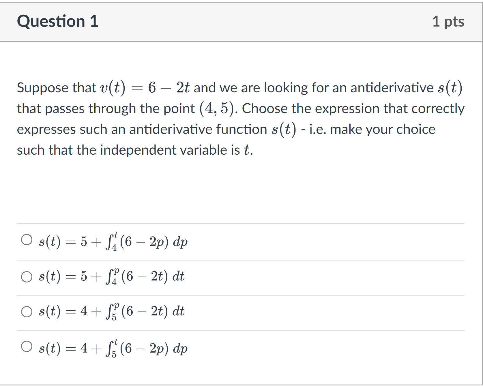Solved Question 1Suppose that v(t)=6-2t ﻿and we are looking | Chegg.com
