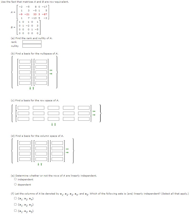 Solved Use the fact that matrices A and B are | Chegg.com