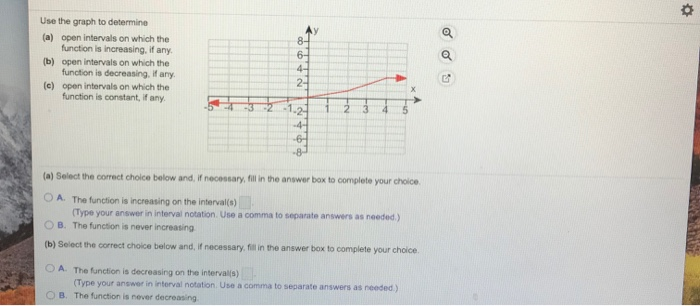 Solved Use the graph to determine (a) (b) (c) open intervals | Chegg.com