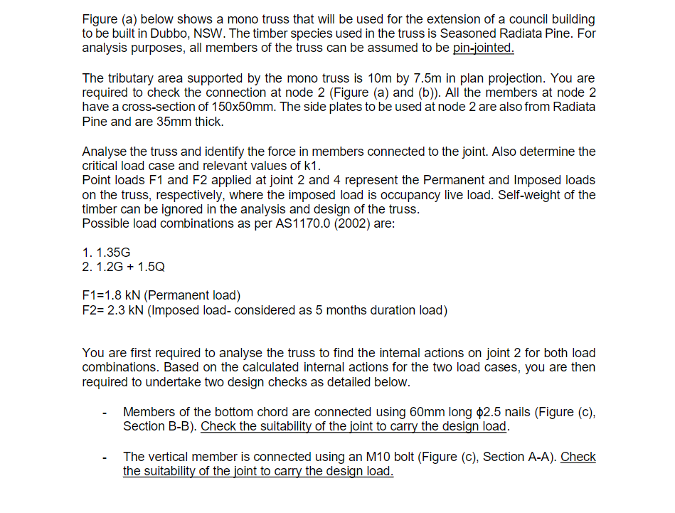 Solved Figure (a) below shows a mono truss that will be used | Chegg.com