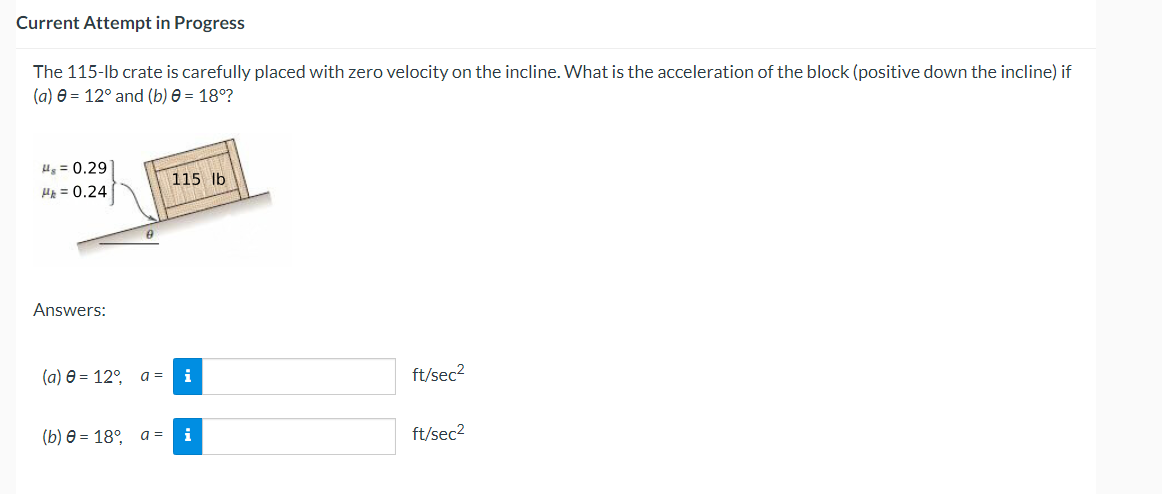 Solved Current Attempt in ProgressThe 115 -lb crate is | Chegg.com
