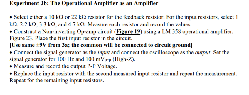 Solved Experiment 3b: The Operational Amplifier as an | Chegg.com