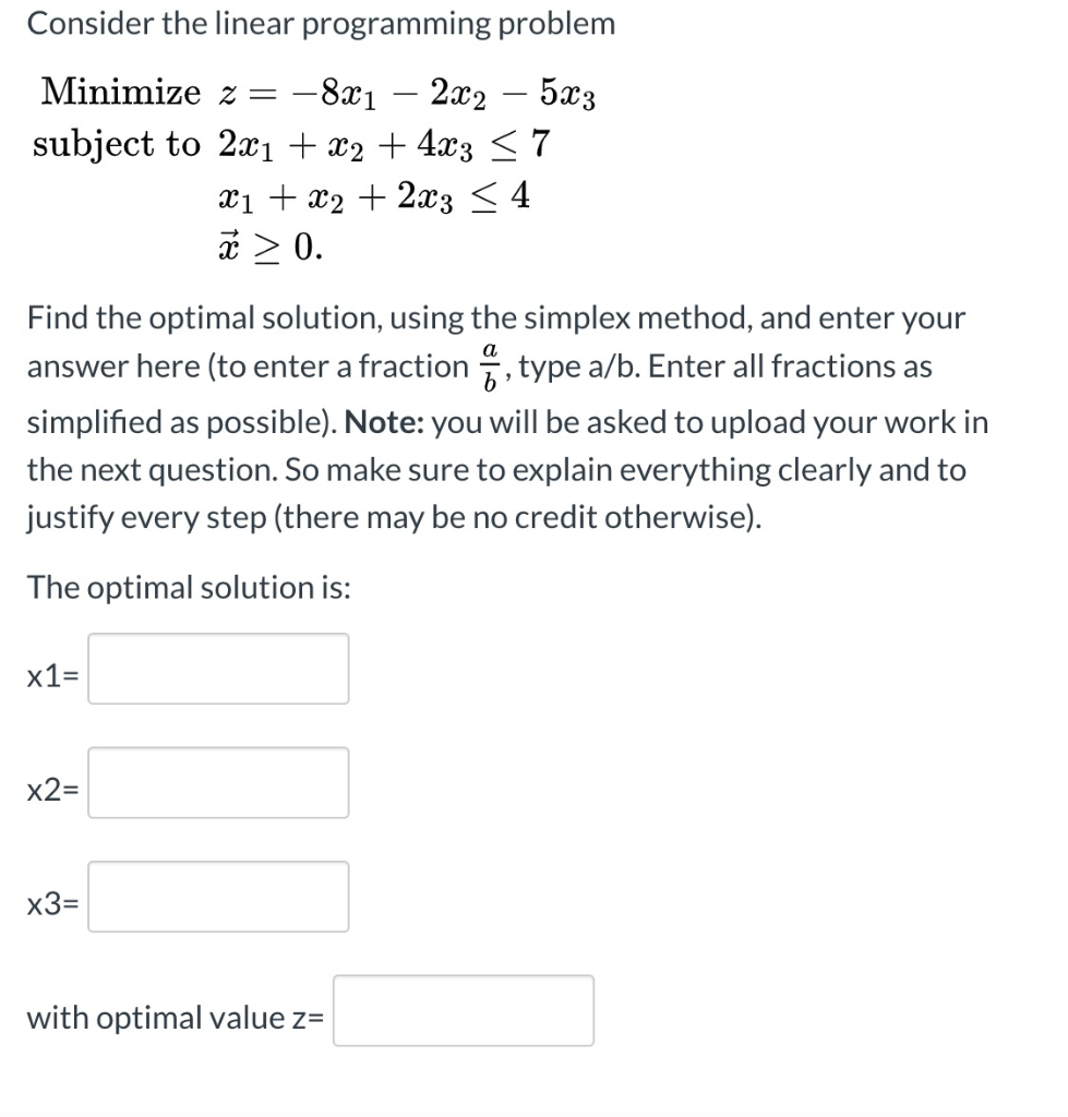 Solved Consider the linear programming problem Minimize z = | Chegg.com