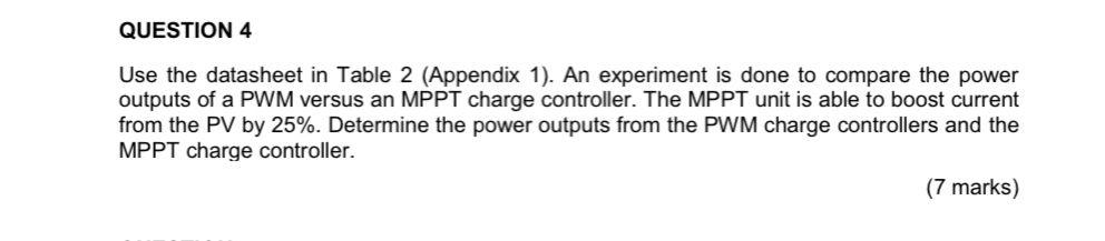 Solved Appendix1 Table 1: Datasheet for PV module. PV module | Chegg.com