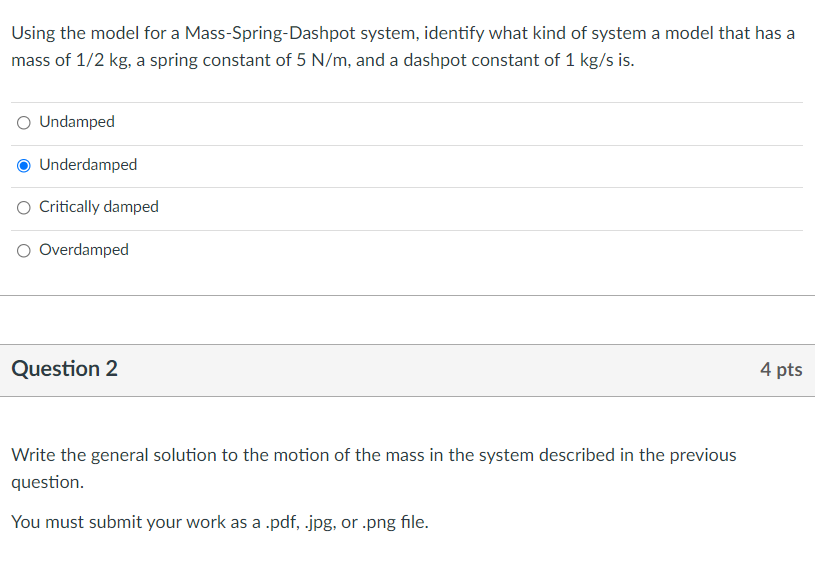 Solved Using the model for a Mass-Spring-Dashpot system, | Chegg.com