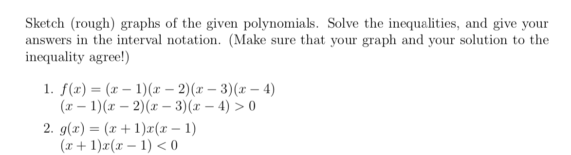 Solved Sketch (rough) graphs of the given polynomials. Solve | Chegg.com