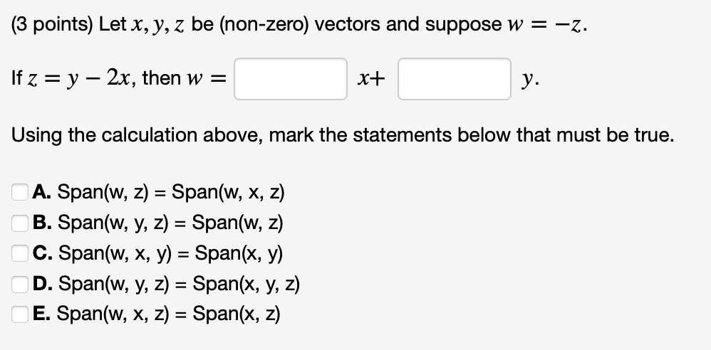 Solved Let x,y,z x , y , z be (non-zero) vectors and suppose | Chegg.com
