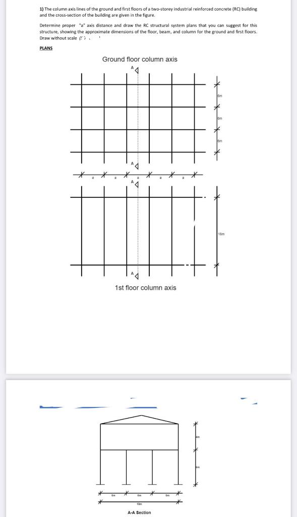 1) The column axis lines of the ground and first | Chegg.com