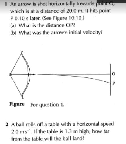 Solved 1 An arrow is shot horizontally towards point, which | Chegg.com