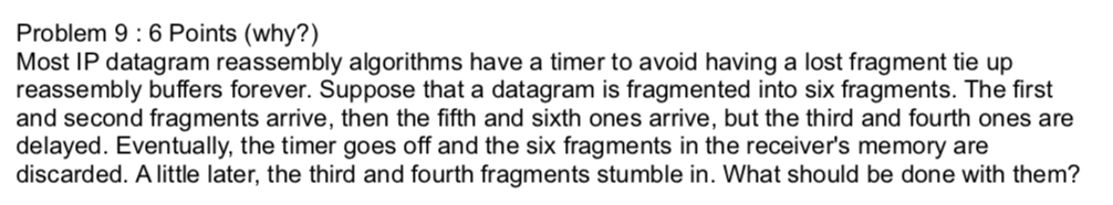 Solved Problem 96 Points Why Most Ip Datagram Reassembly