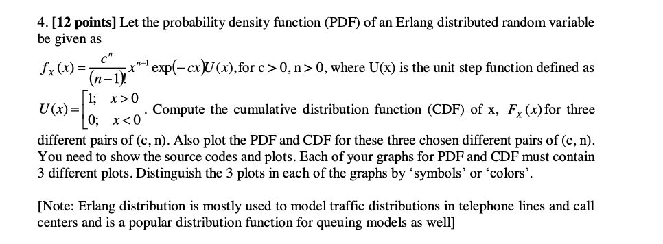 Solved 4. [12 points] Let the probability density function | Chegg.com