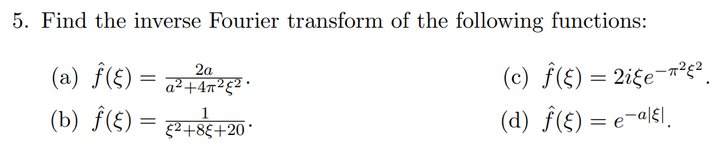 Solved 5. Find the inverse Fourier transform of the | Chegg.com