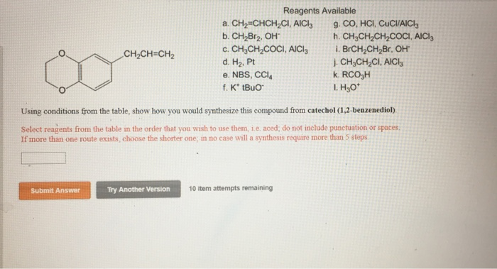Solved Reagents Available a. CH2 CHCH2CI, AICl b. CH28%, OH. | Chegg.com