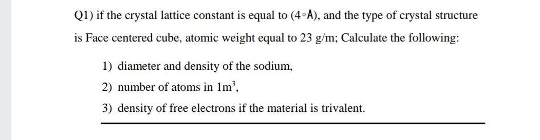 Solved Q1) if the crystal lattice constant is equal to | Chegg.com