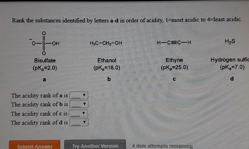 Solved rank the substances identified by letters a-d in | Chegg.com