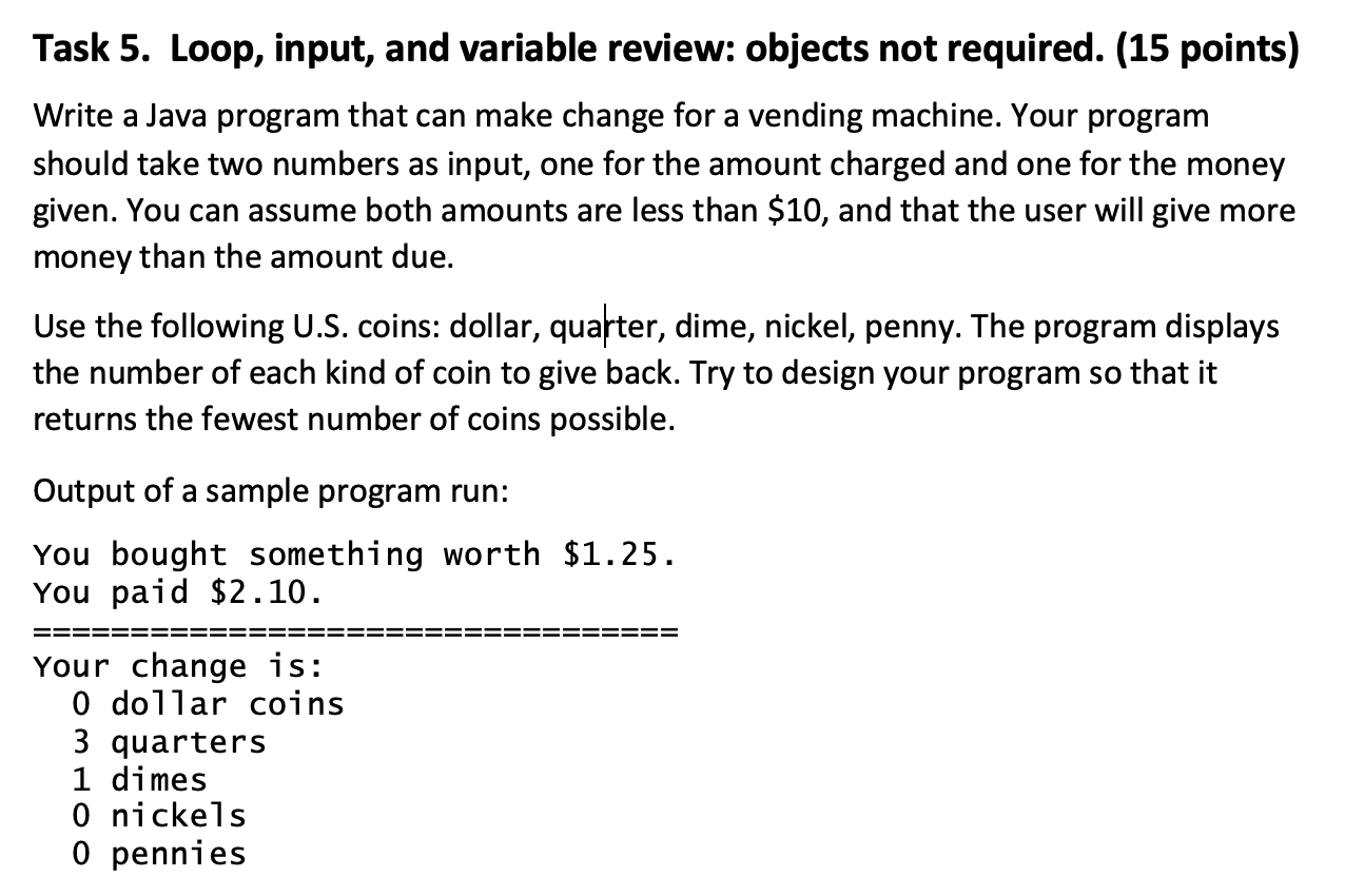 Solved Task 5 Loop Input And Variable Review Objects Not 1753