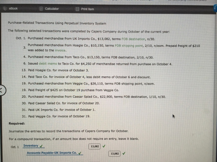 Solved eBook Calculator Print Item Purchase-Related | Chegg.com