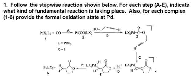 Solved 1. Follow the stepwise reaction shown below. For each | Chegg.com