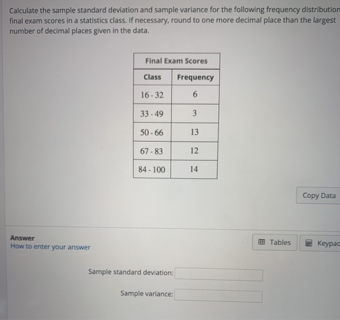 Solved: Calculate The Sample Standard Deviation And Sample... | Chegg.com