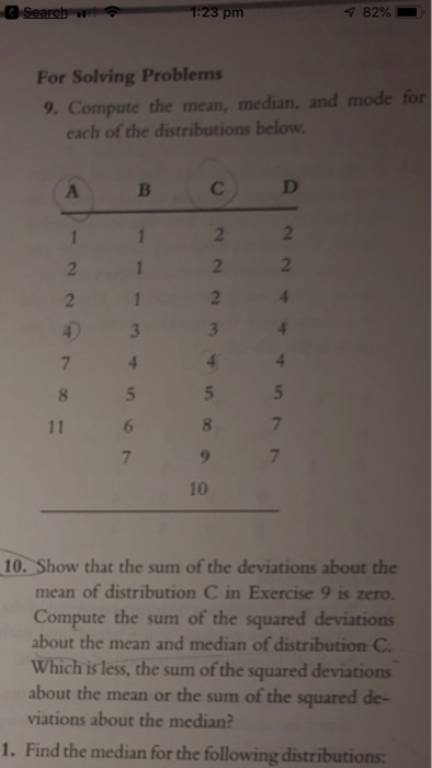 Solved 82% . For Solving Problems 9. Compute the mean, | Chegg.com