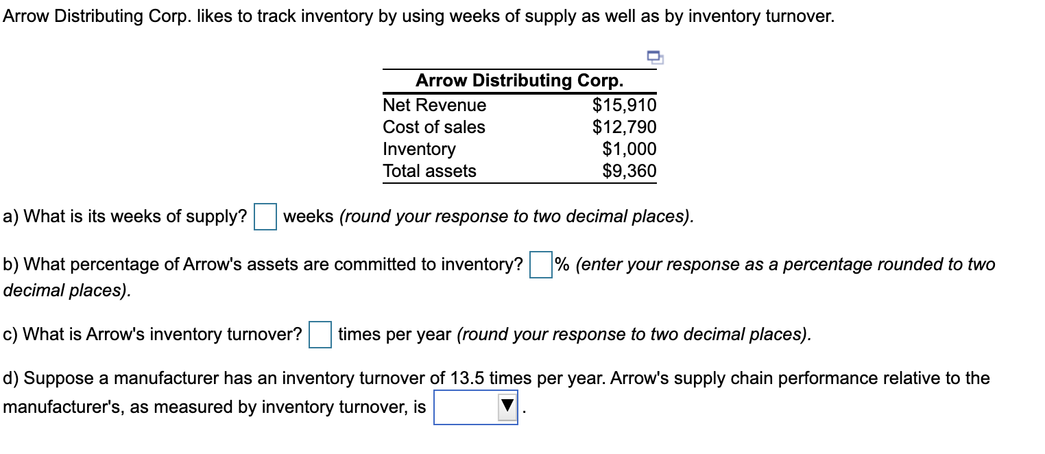 Solved Arrow Distributing Corp. likes to track inventory by | Chegg.com