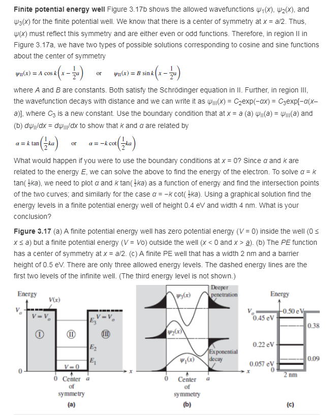 Solved Finite potential energy well Figure 3.17b shows the | Chegg.com