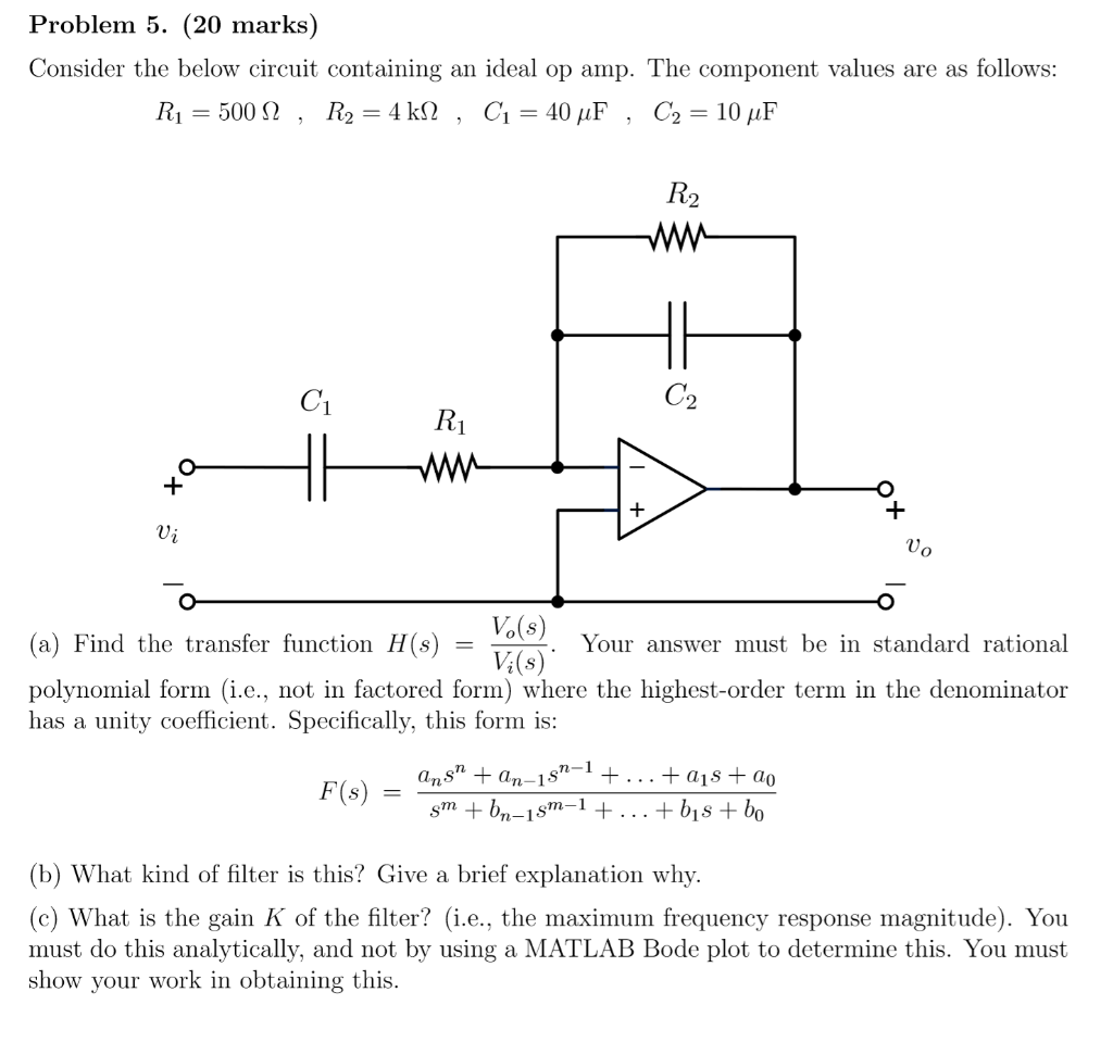 Solved Problem 5. (20 marks) Consider the below circuit | Chegg.com