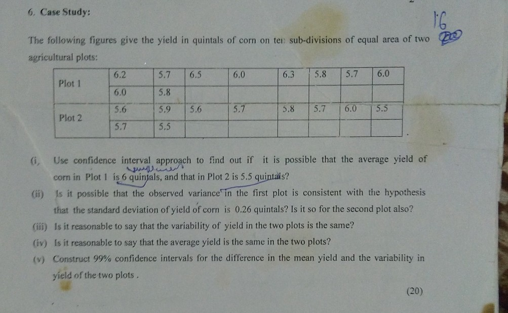 Solved 6. Case Study: The following figures give the yield | Chegg.com