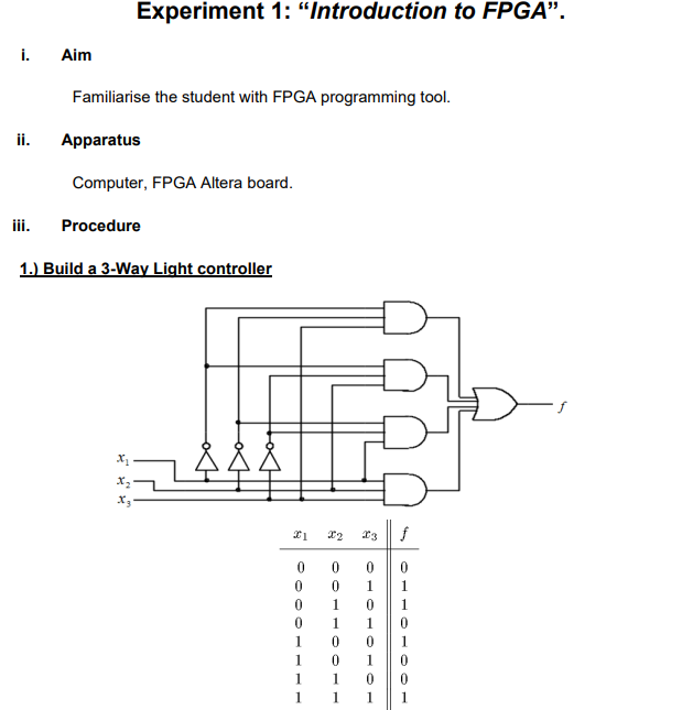 Solved Experiment 1: "Introduction to FPGA". i. Aim | Chegg.com