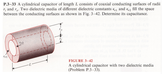 Solved P.3-33 A cylindrical capacitor of length L consists | Chegg.com