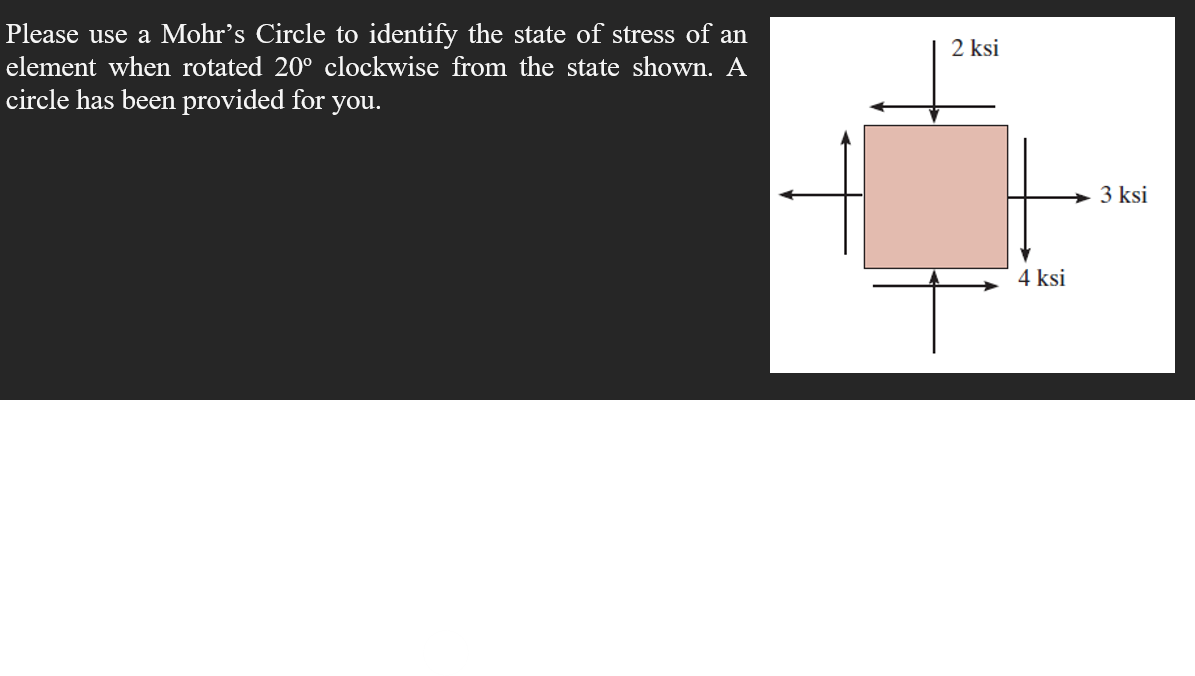 Solved Please use a Mohr's Circle to identify the state of | Chegg.com