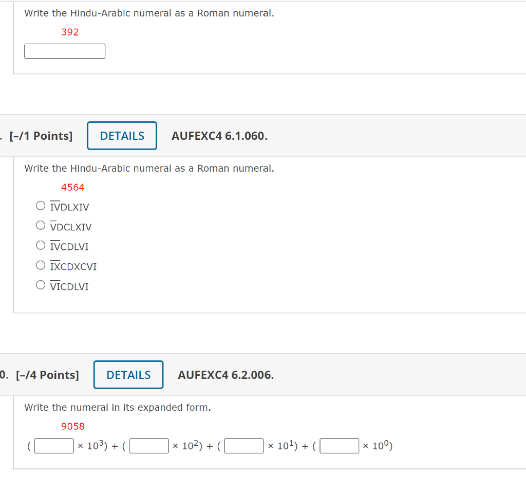 Solved Write the Hindu-Arabic numeral as a Roman numeral. | Chegg.com