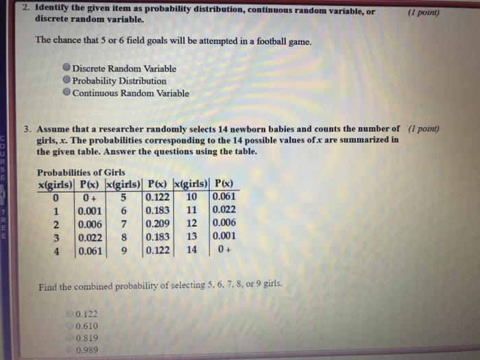 Solved 1-20 need some help this is not complex statistics | Chegg.com