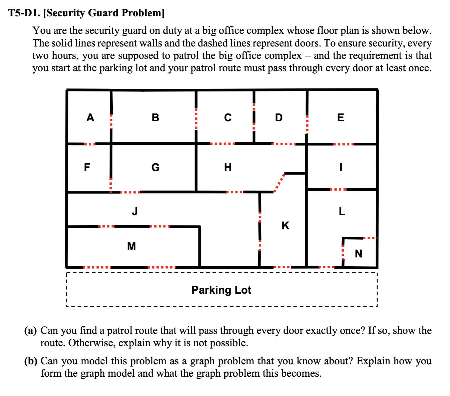 Solved T5-D1. [Security Guard Problem]You are the security | Chegg.com