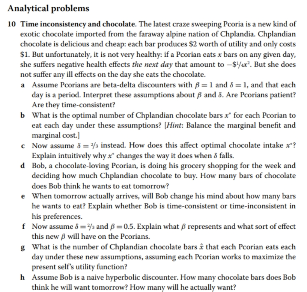 Solved Analytical problems 10 Time inconsistency and | Chegg.com