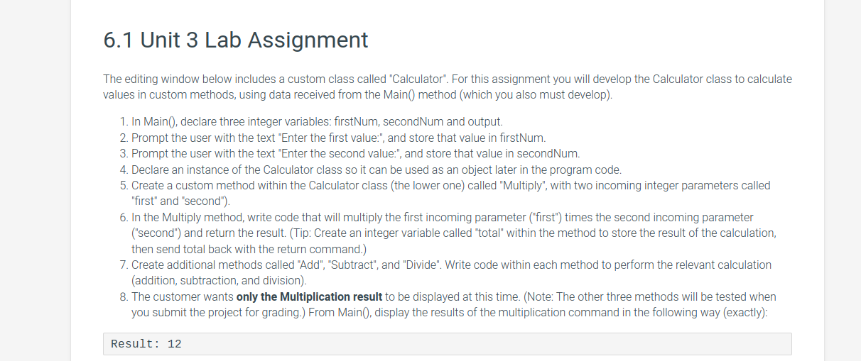 Solved \begin{tabular}{l|l} B & 6.1.1: Unit 3 Lab Assignment | Chegg.com