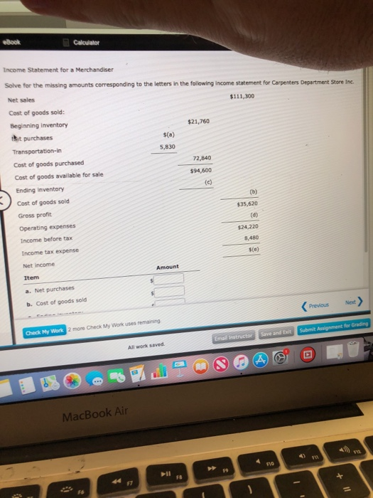 Solved Income Statement for a Merchandiser Solve for the | Chegg.com