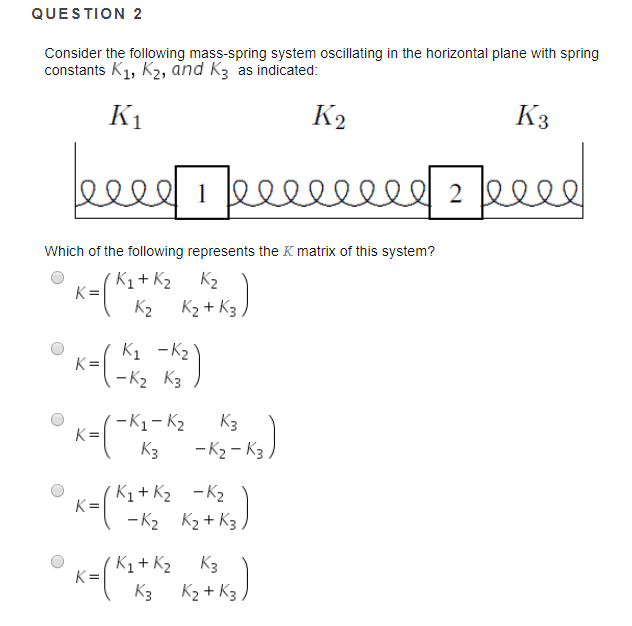 Solved QUESTION 2 Consider the following mass-spring system | Chegg.com