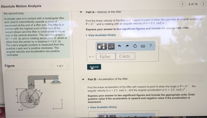 Solved 9 of 16> Absolute Motion Analysis Part A-Velocity of | Chegg.com